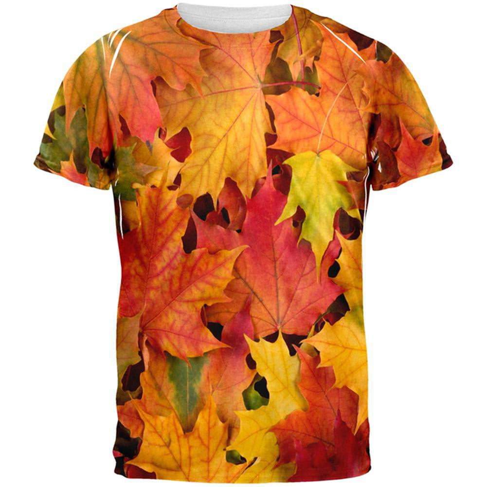 Old Glory X-Large Adult T-Shirt with Autumn Fall Leaves Graphic Design ...