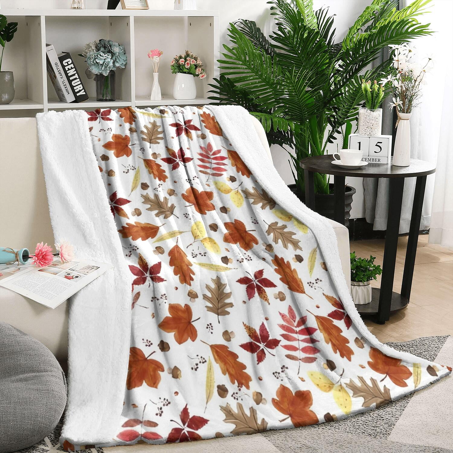 Autumn Fall Leaves Pattern Blanket,Comfortable Soft Flannel Throw ...