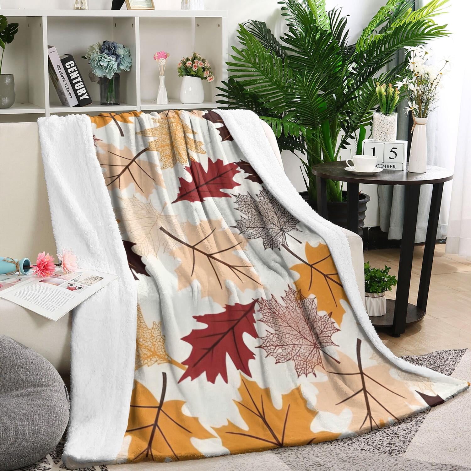 Autumn Fall Leaves Pattern Blanket,Comfortable Soft Flannel Throw ...