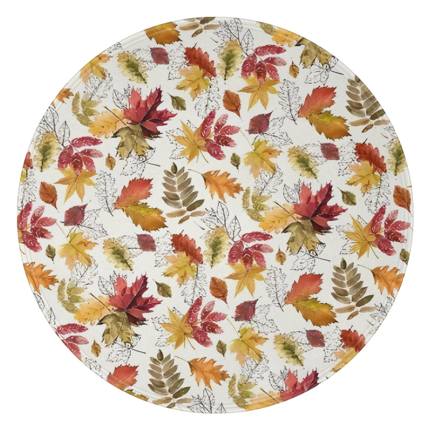 Autumn Fall Leaves Pattern Round Blanket,Comfortable Soft Flannel Throw ...
