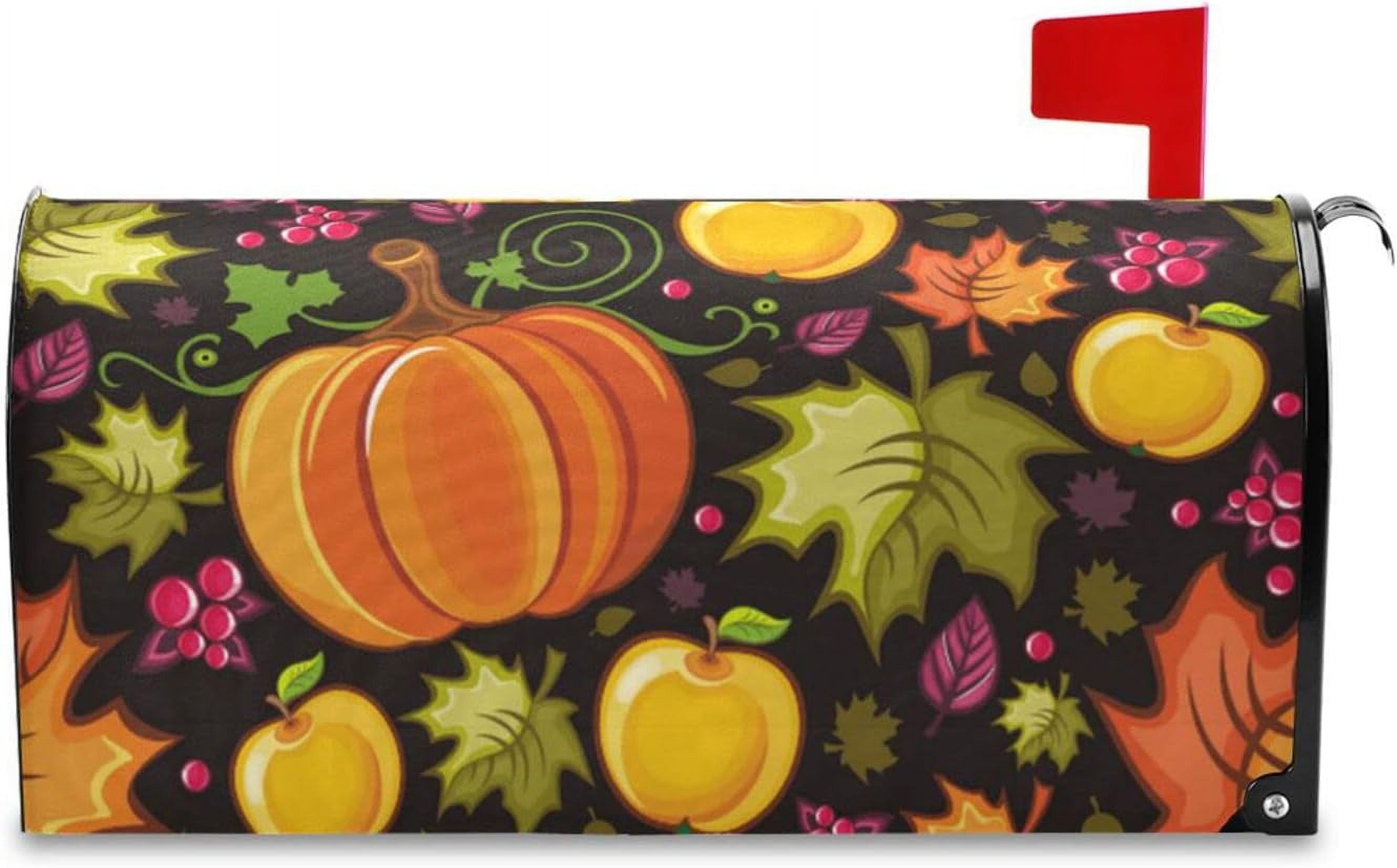 Autumn Fall Pumpkin Maple Leaves Magnetic Mailbox Cover Mailbox Cover ...