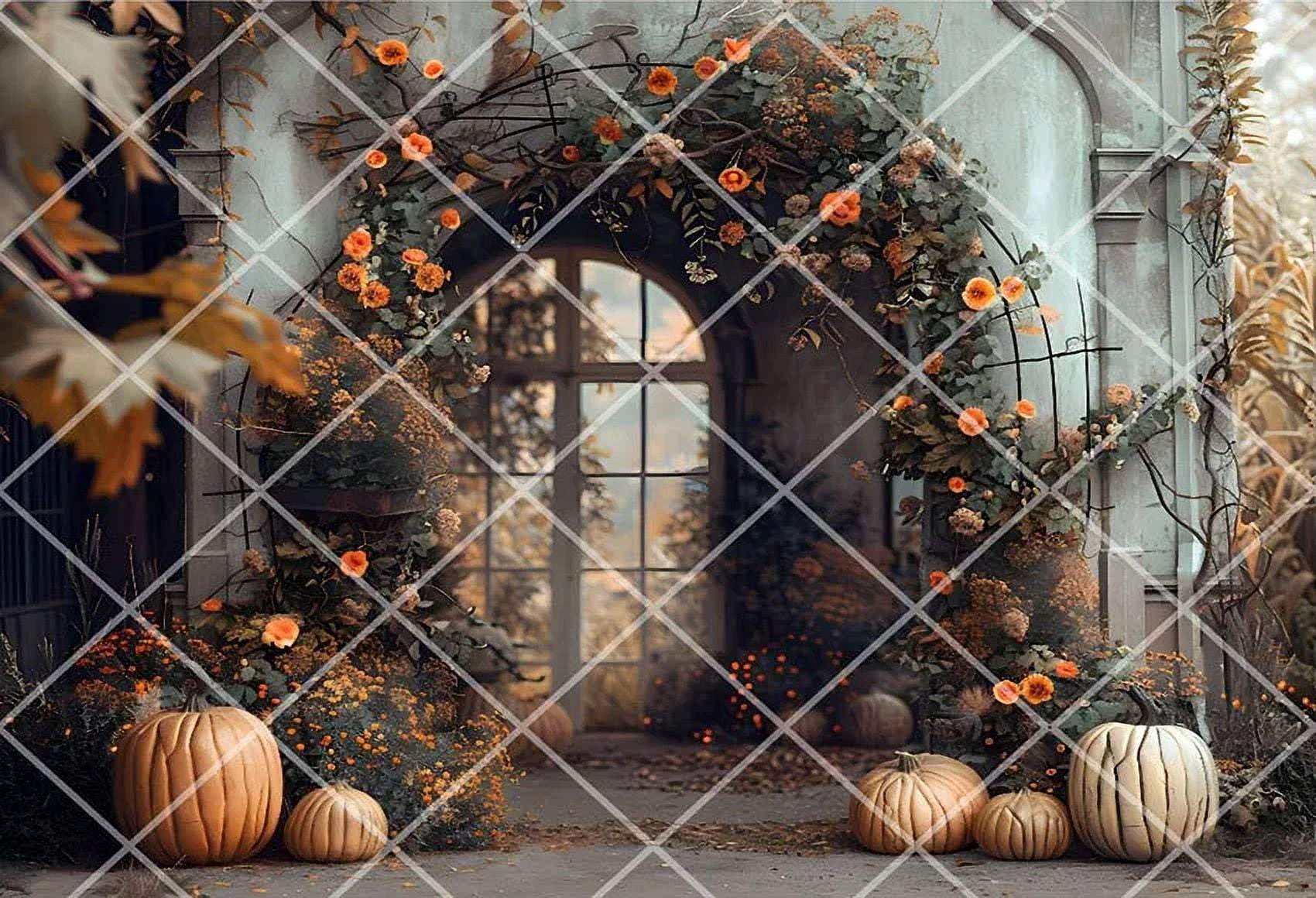 Autumn Fall Pumpkins Arch Maple Leaves Kids Birthday Family Portrait r ...