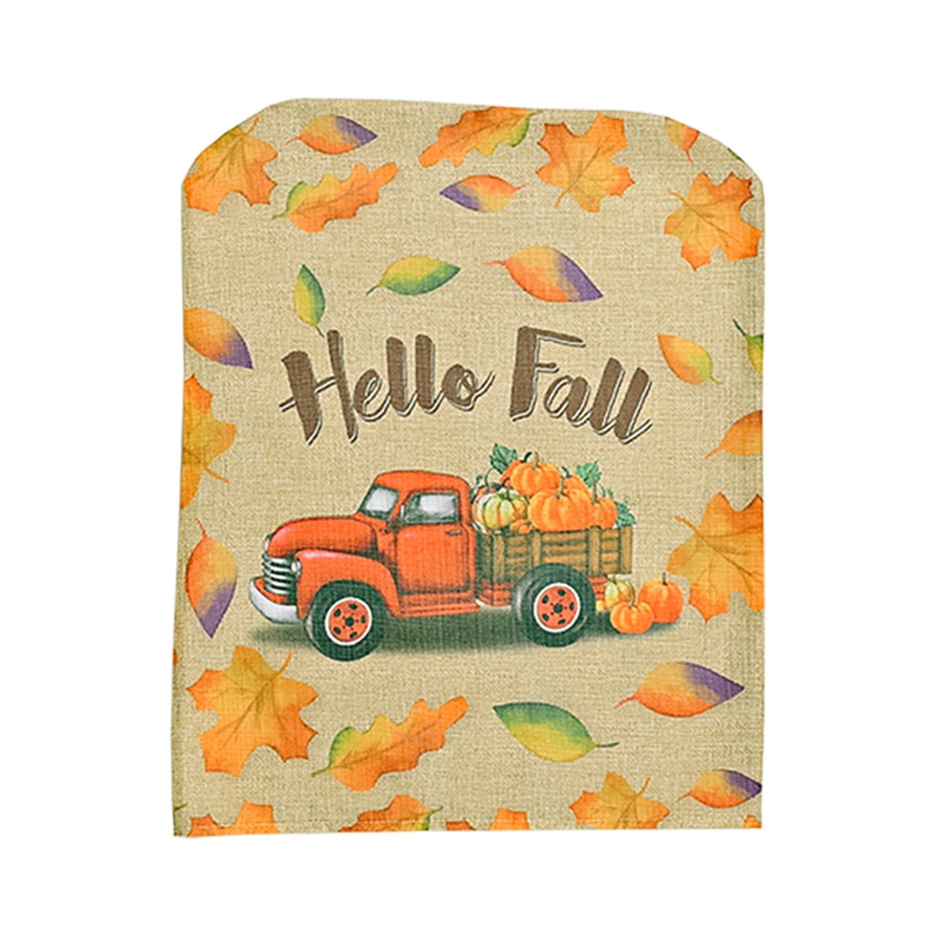 Autumn Fall Thanksgiving Day Chair Covers Maple Leaf Bicycle Truck ...