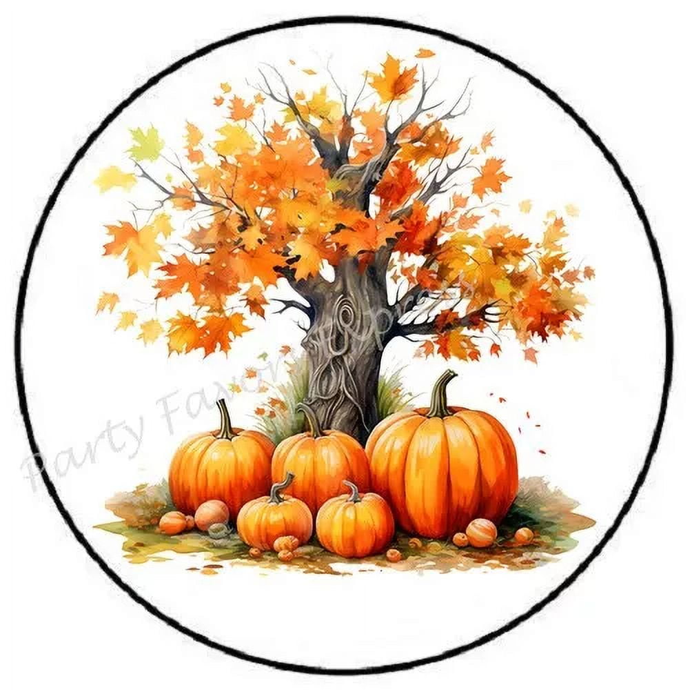 Autumn Fall Tree With Pumpkins Sticker Party Favors Sticker Envelope ...