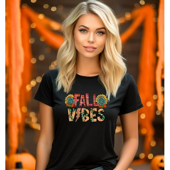 Autumn Fall Tshirt, Fall Vibes Lightning Shirt, Fall Vibes Cute Autumn ...