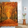 Autumn Fallen Leaves Shower Curtain, Golden Path Fall Trunks Rustic ...