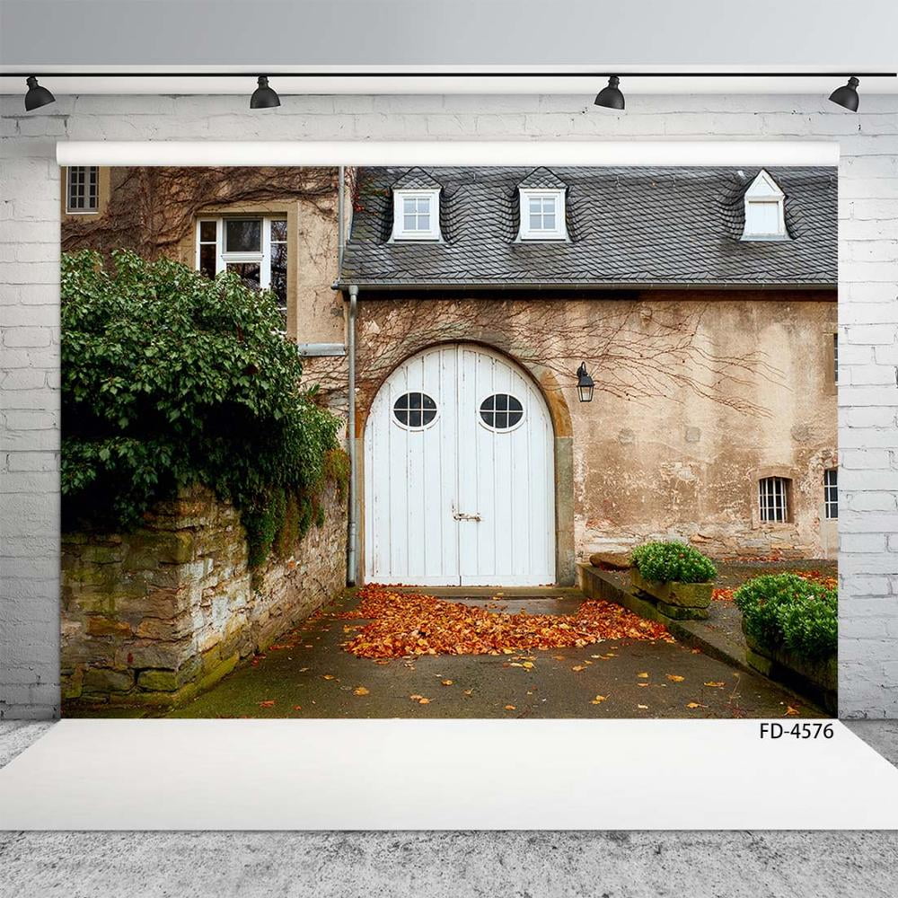 Autumn Fallen Leaves Vintage House Door Scenery Background Children ...