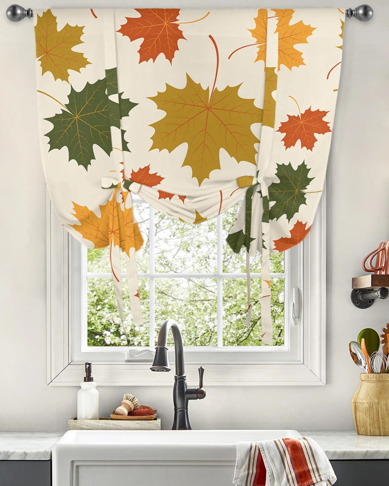 Autumn Fallen Leaves Window Curtain for Living Room Home r Blinds ...