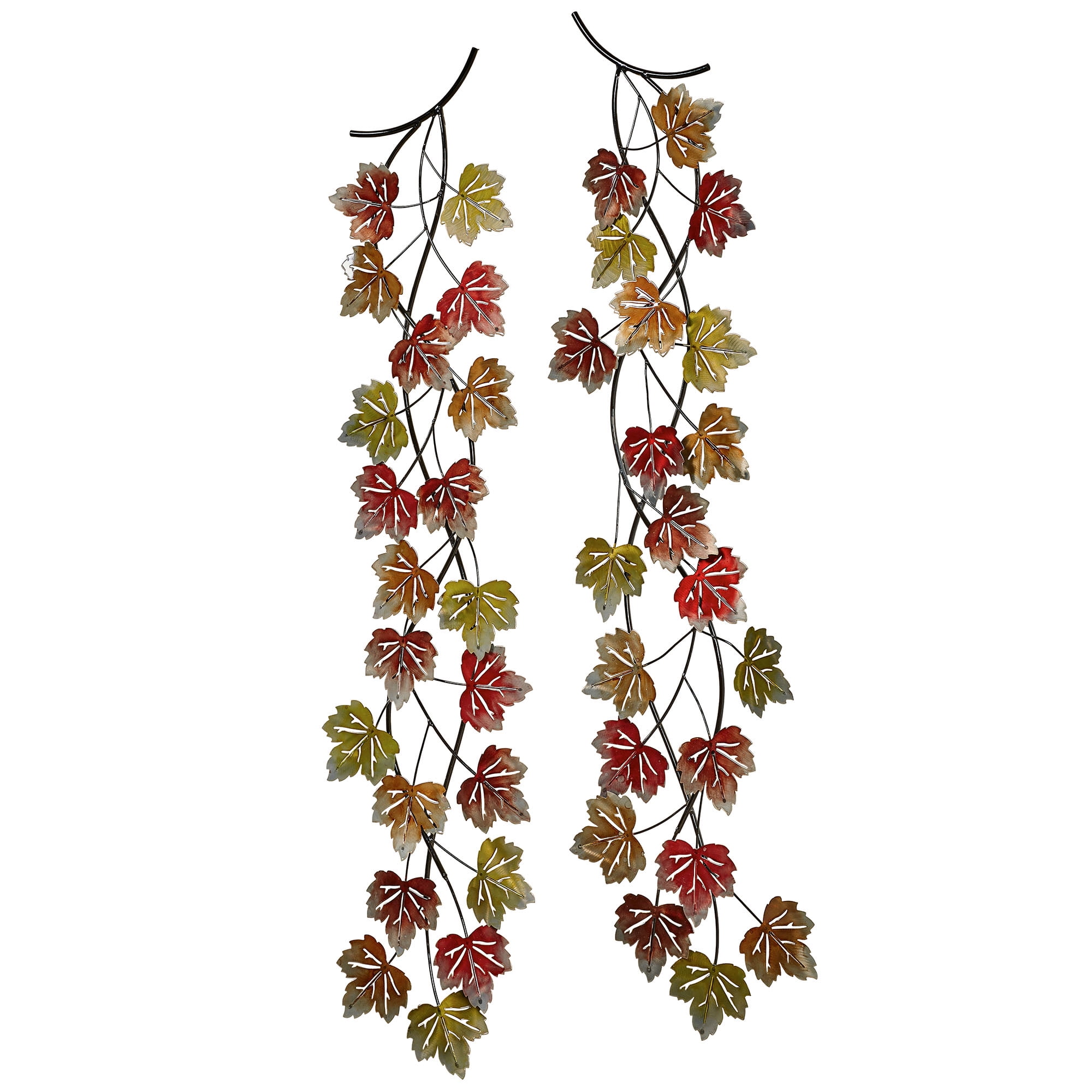 Autumn Falling Leaves Metal Wall Art Bronze and Red Earth Tones 46 H ...