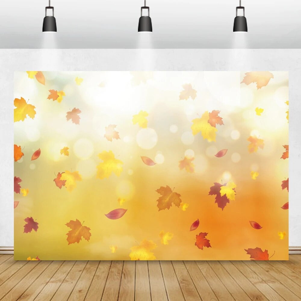 Autumn Falling Maples Leaves Light Bokeh Polka Dots Green Photography ...