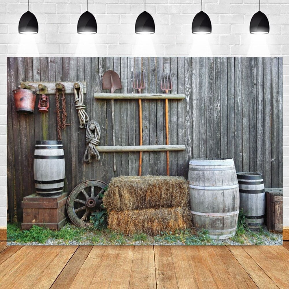 Autumn Farm Barn Hay Bales Baby Portrait Backdrop Vinyl Vintage ...