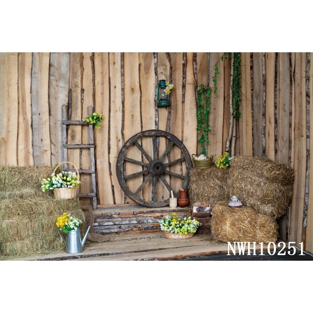 Autumn Farm Barn Hay Haystack Pumpkin Wood Floor Newborn Baby Portrait Scene Backdrop ...