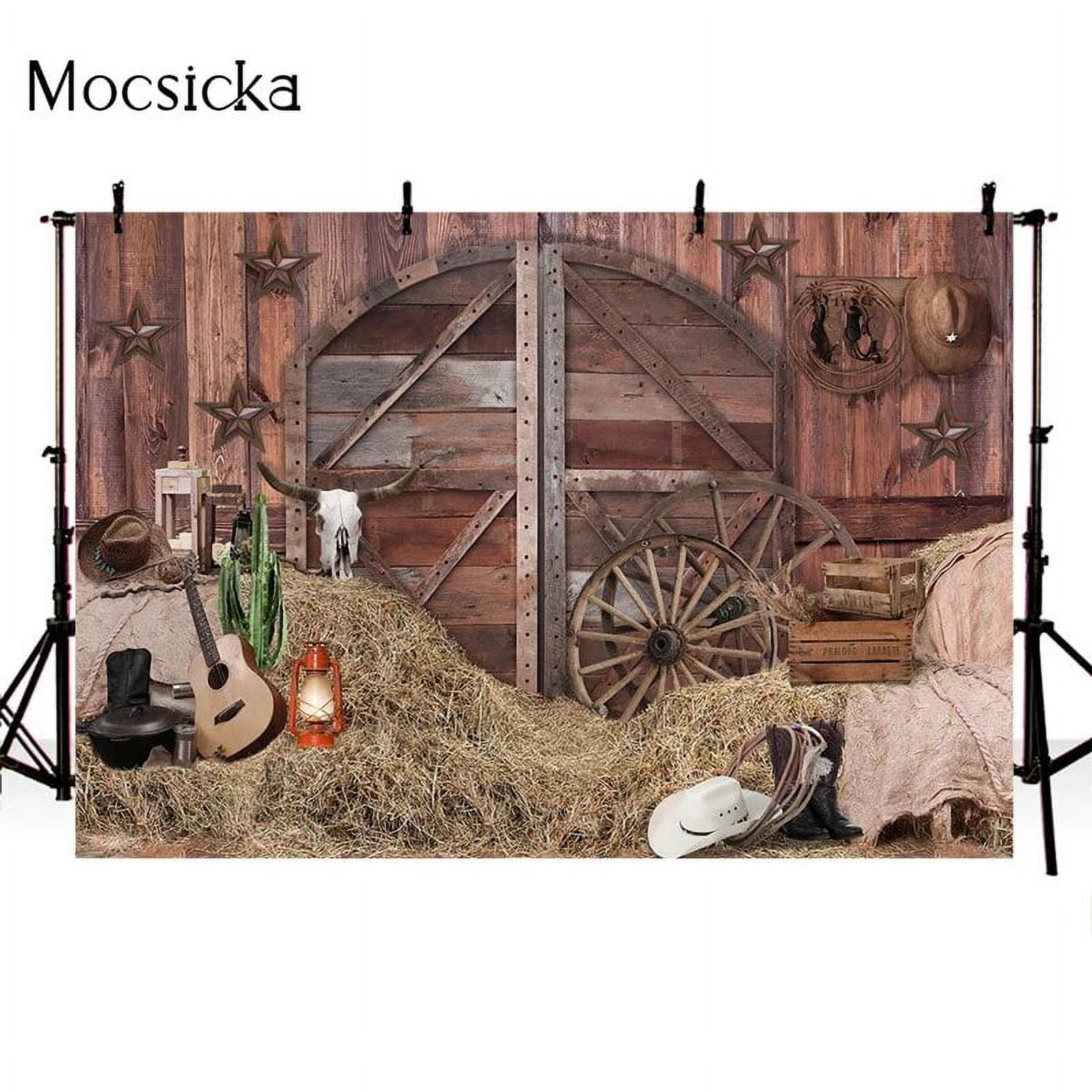 Autumn Farm Photography Background Haystack Denim Clothes Wooden Door ...