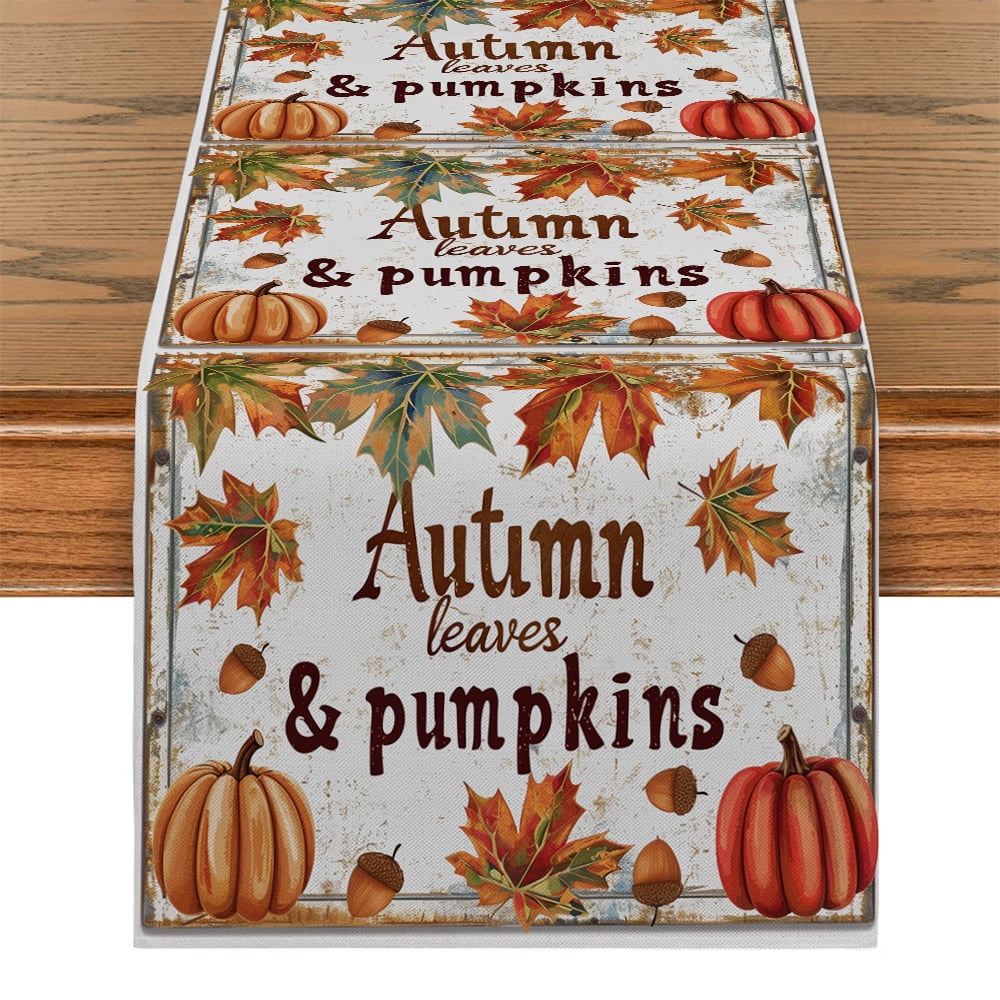 Autumn Farm Pumpkin Maple Table Runner Wedding ration Cloth Dining r ...