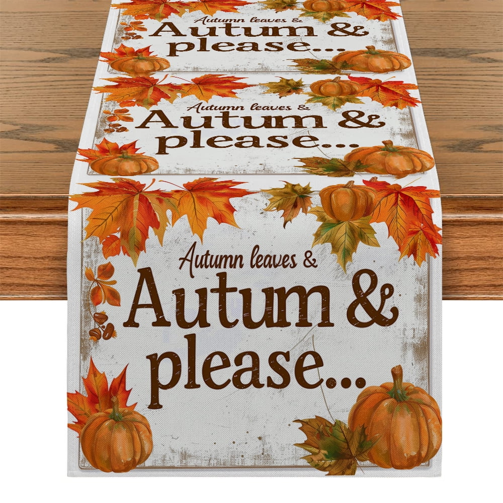 Autumn Farm Pumpkin Maple Table Runner Wedding ration Cloth Dining r ...