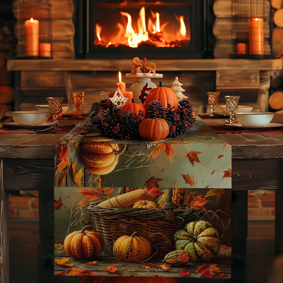 Autumn Farm Squash Table Runners Dresser Table r Washable Kitchen ...