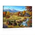 Autumn Farm Tractor Barn Rustic Country Mountain Animals For Living ...