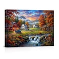 Autumn Farm Village Stream Deer Rustic Country Landscape For Home ...