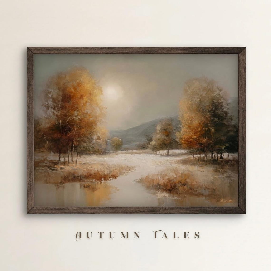 Autumn Field Landscape Poster, Moody Fall Sunset Printable, Muted ...
