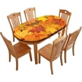 Autumn Fitted Tablecloth Oval, 48" X 68" Maple Leaf Elastic Edge Table ...
