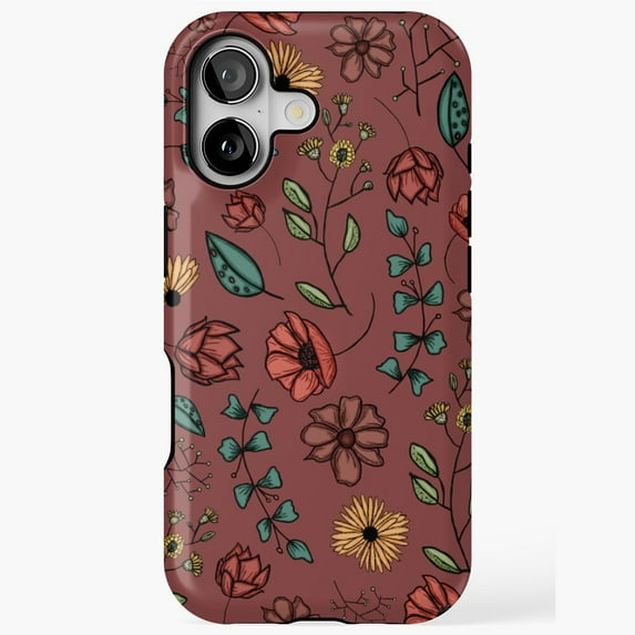 Autumn Floral Seamless Pattern Artistic Case iPhone 17 to 11 Pro Max ...