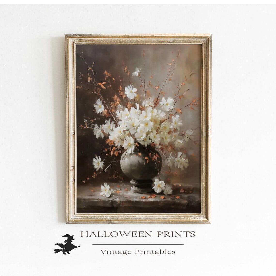 Autumn Floral Still Life Print Cream Cosmos In Rustic Vase - V121 Art ...