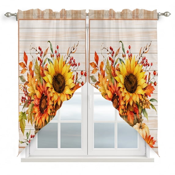 Autumn Floral Swag Curtain Valance for Windows, Thanksgiving Botanical ...