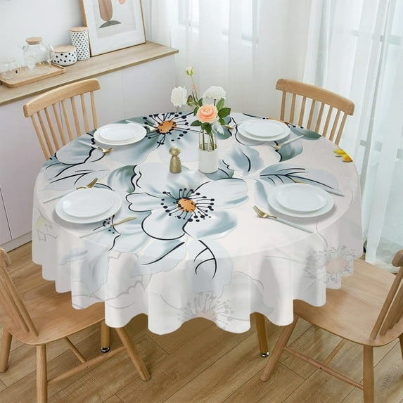 Autumn Floral Texture Tablecloths for Dining Table Waterproof Round ...