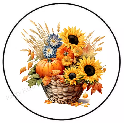 Autumn Flower Basket Sticker Party Favors Sticker Envelope Seals Labels ...