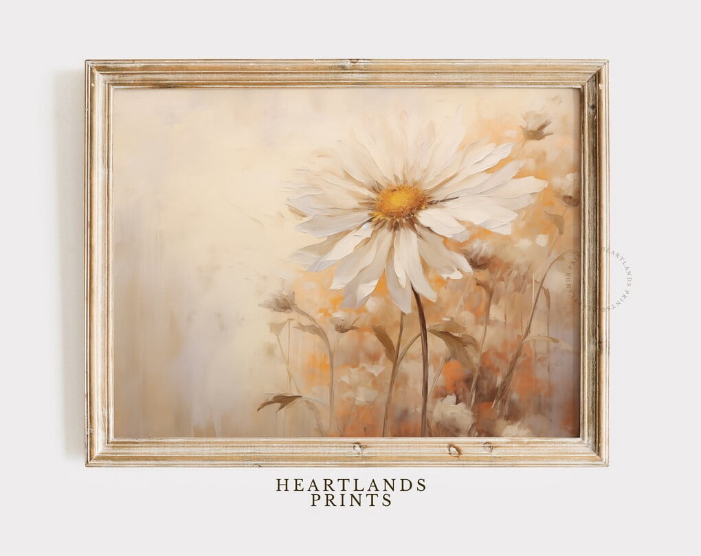 Autumn Flower Fall Artwork Oil Painting Vintage Neutral Color Palette ...