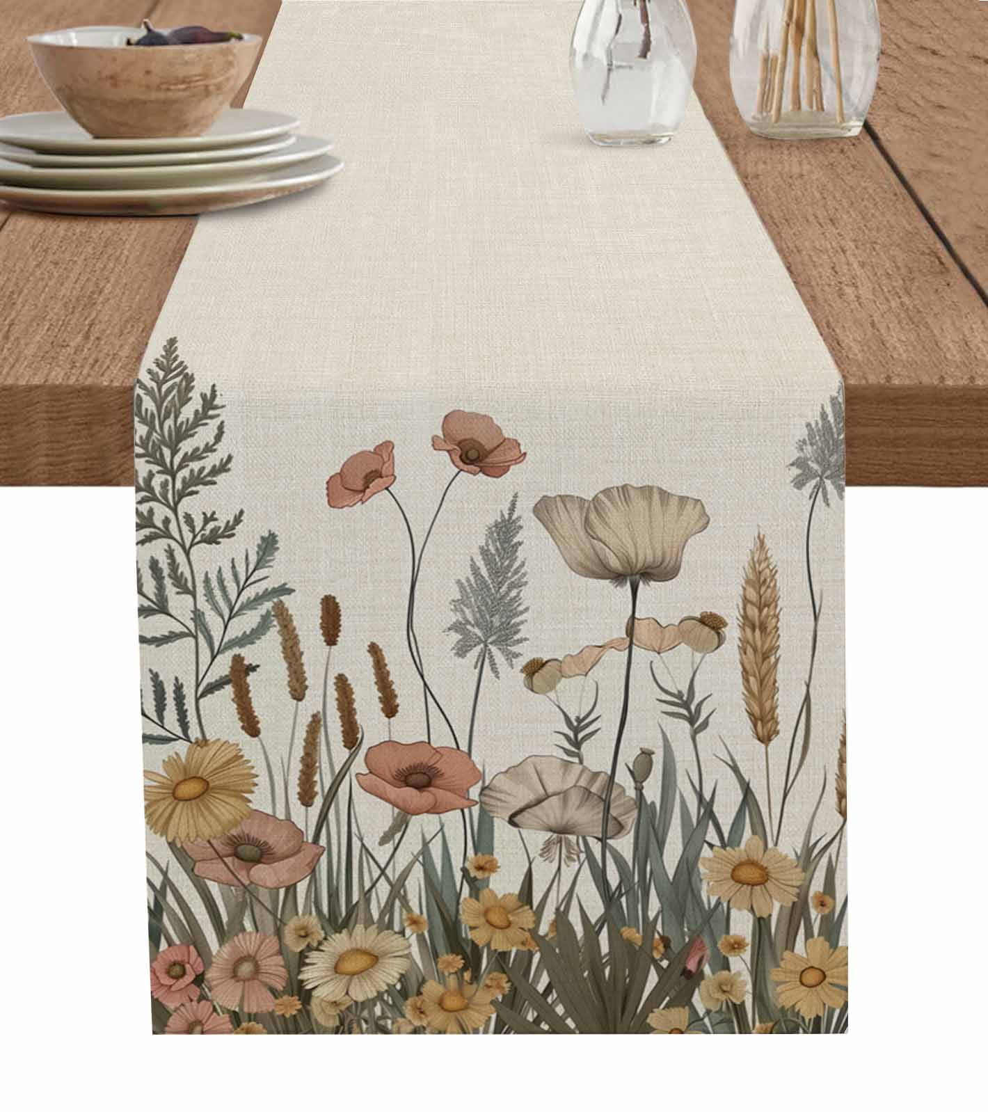 Autumn Flowers Ferns Table Runner Wedding r Table Runner Holiday Dining ...