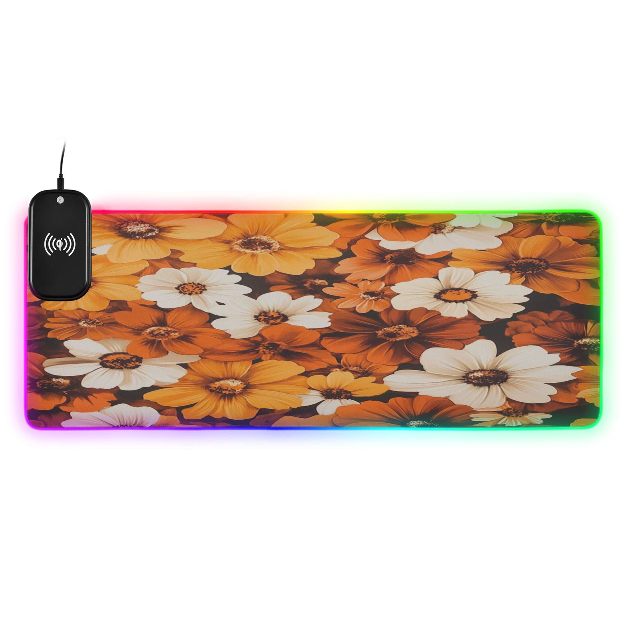 Autumn Flowers Wireless Charging RGB Gaming Mouse Pad 31.5x11.8in with ...
