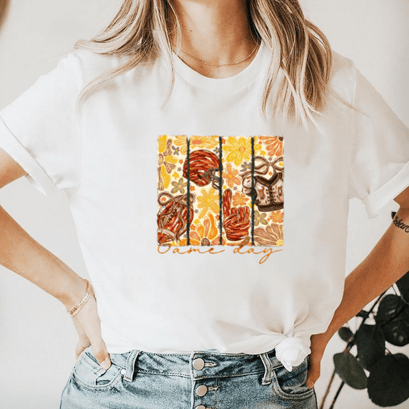 Autumn Football Season Pumpkin Graphic Print Unisex T-Shirt Cozy Fall ...