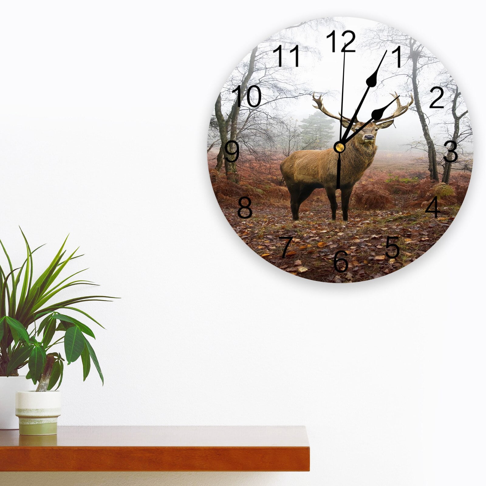 Autumn Forest Animal Deer Clocks Wall Home Decoration Modern Kitchen ...