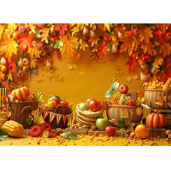 Autumn Forest Backdrop Fall Farm Barn Pumpkin Thanksgiving Harvest ...