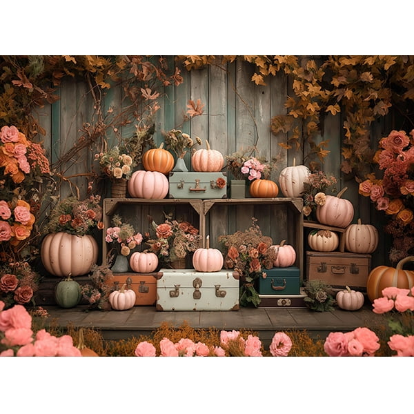 Autumn Forest Backdrop Fall Farm Barn Pumpkin Thanksgiving Harvest ...