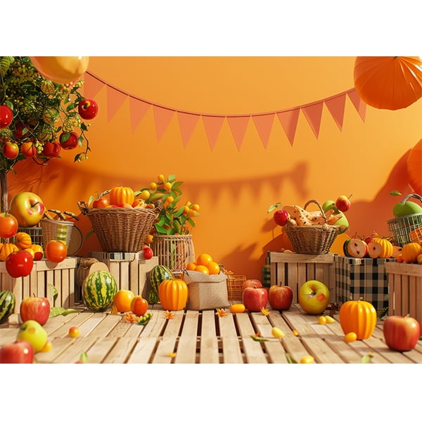 Autumn Forest Backdrop Fall Farm Barn Pumpkin Thanksgiving Harvest ...