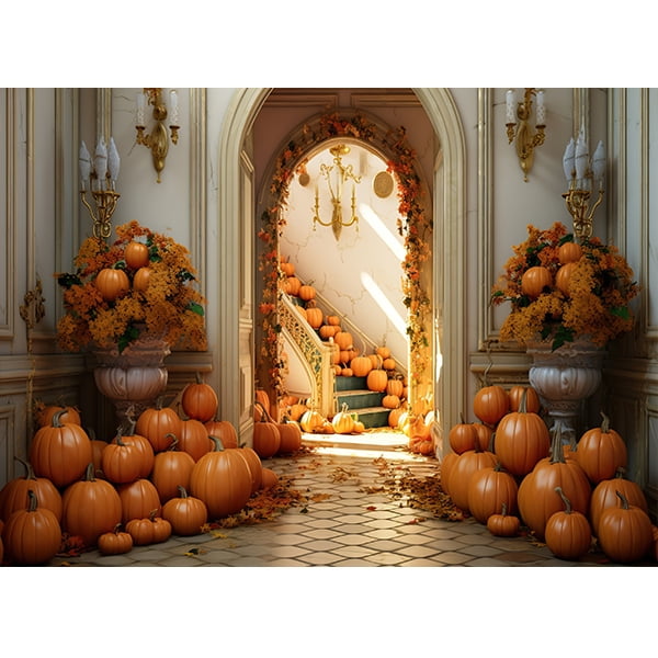 Autumn Forest Backdrop Fall Farm Barn Pumpkin Thanksgiving Harvest ...
