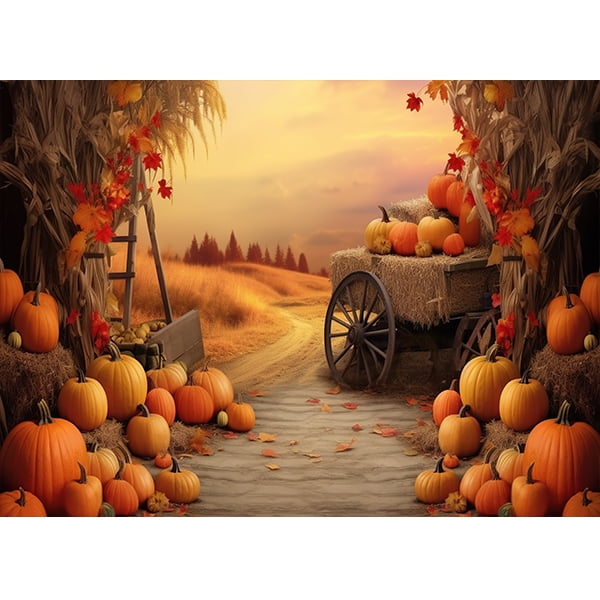 Autumn Forest Backdrop Fall Farm Barn Pumpkin Thanksgiving Harvest ...