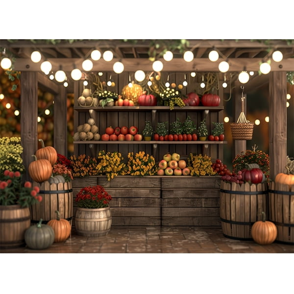 Autumn Forest Backdrop Fall Farm Barn Pumpkin Thanksgiving Harvest ...