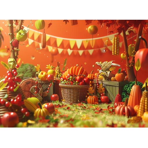 Autumn Forest Backdrop Fall Farm Barn Pumpkin Thanksgiving Harvest ...