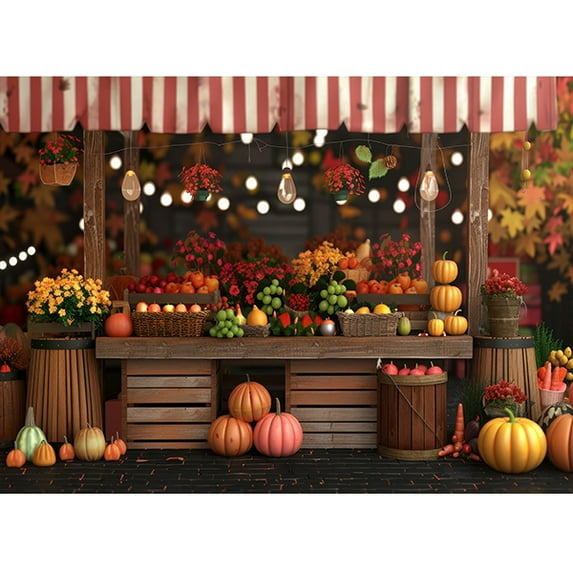 Autumn Forest Backdrop Fall Farm Barn Pumpkin Thanksgiving Harvest ...