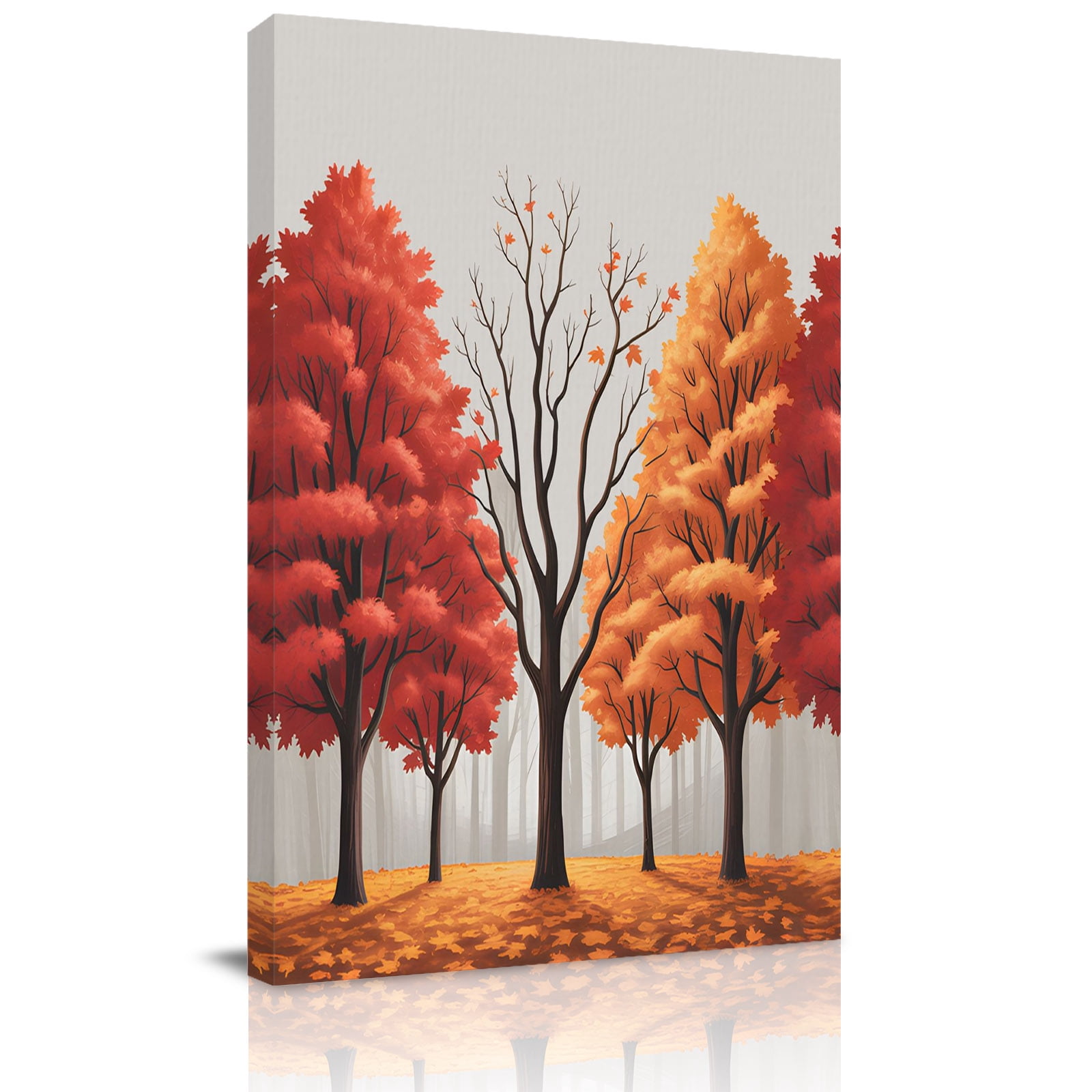 Autumn Forest Canvas Wall Art for Living Room, Fall Watercolor Trees ...
