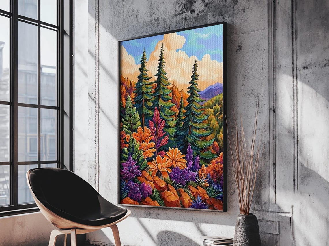 Autumn Forest Colorful Fall Landscape Wall Art Poster Design 2 ...