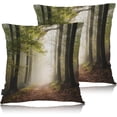 Autumn Forest Decorative Throw Pillow Case 18" X 18", Misty Tree ...