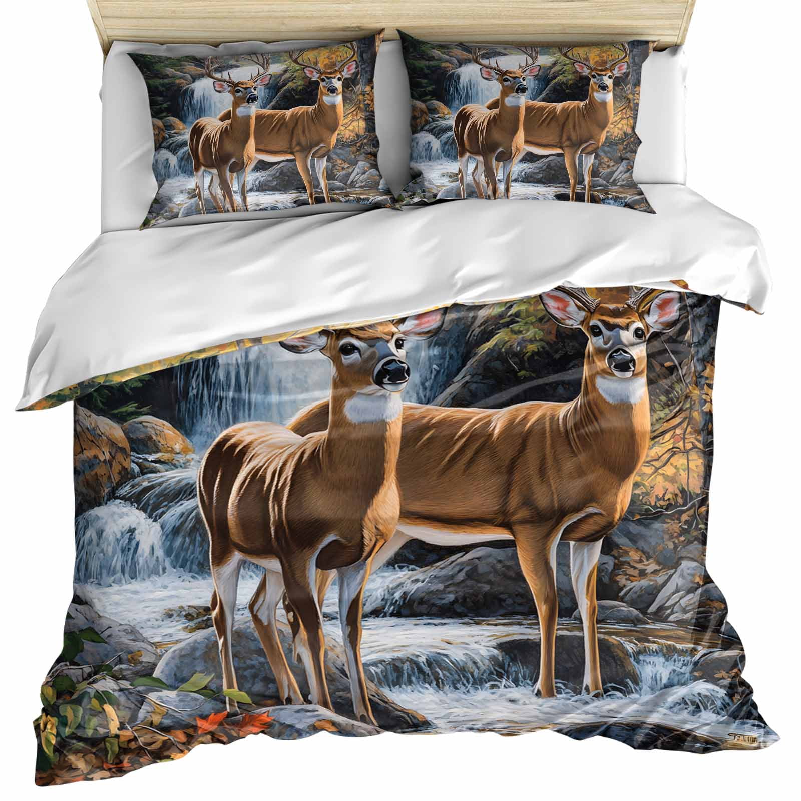 Autumn Forest Deer Bedding 3 Piece Duvet Cover Set California King ...