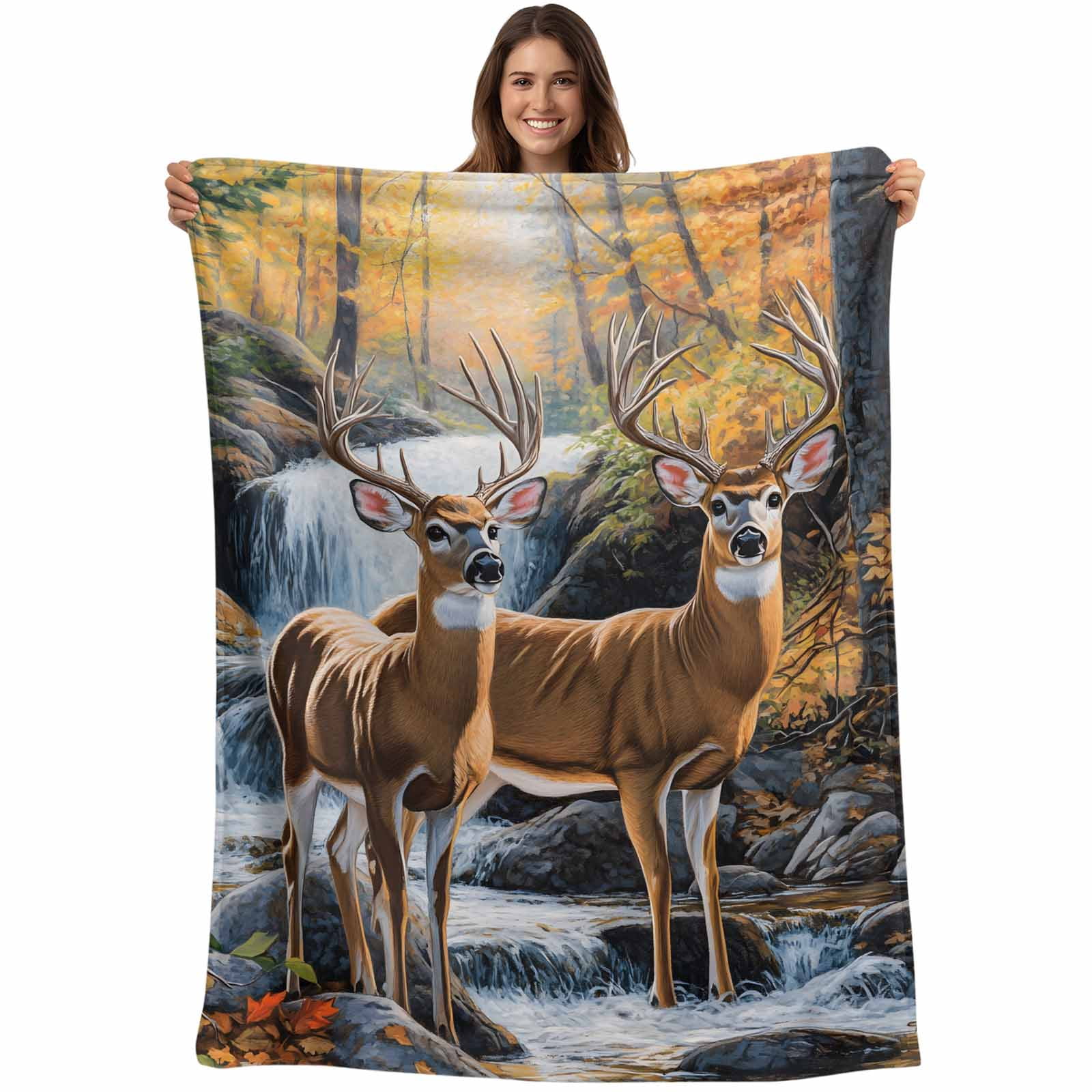 Autumn Forest Deer Blanket Soft Cozy Warm Throw Blanket for Couch ...