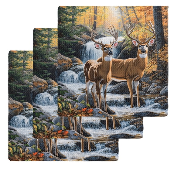 Autumn Forest Deer Kitchen Dish Towels for Drying Dishes Set of 3 ...