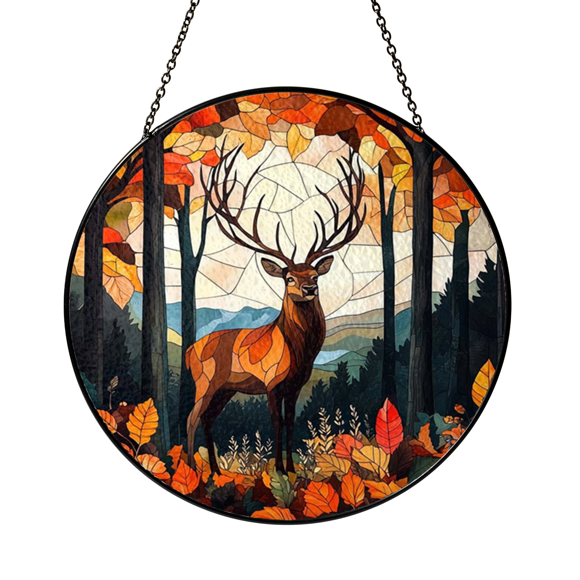 Autumn Forest Deer Stained Glass Suncatcher – Window Decor2401 ...