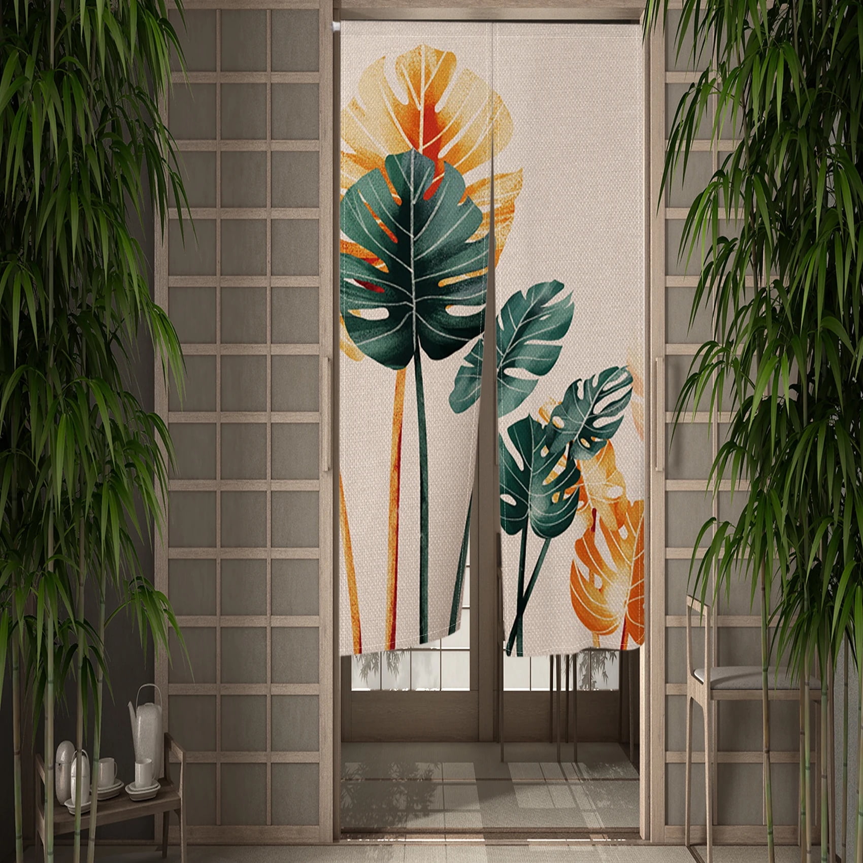 Autumn Forest Fall Leaves Door Curtain Flowers Green Leaves ration ...